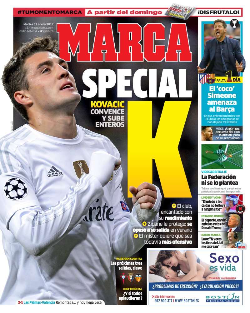 Les Unes des journaux sportifs en Espagne du 31 janvier 2017 - BeSoccer