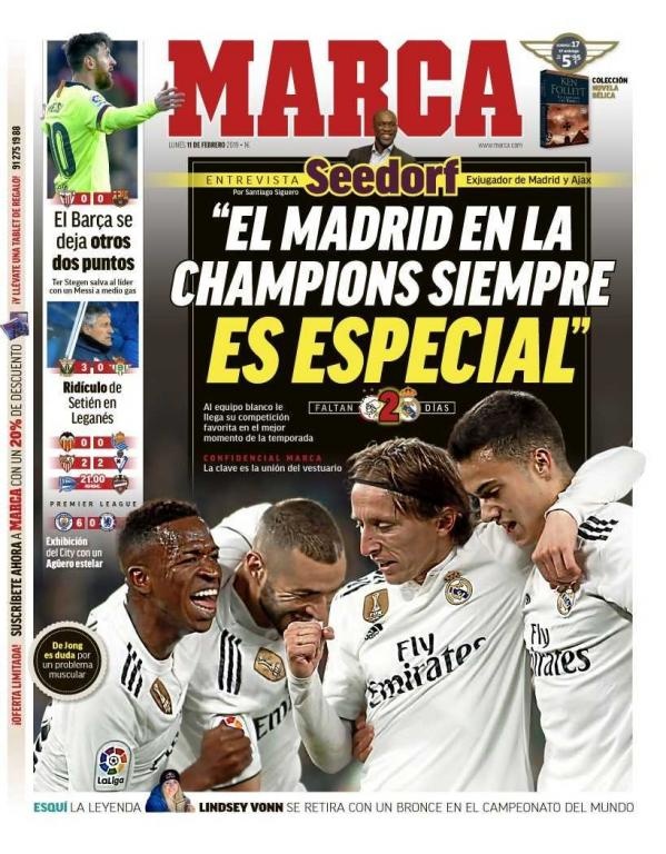 Les Unes des journaux sportifs en Espagne du 11 février 2019